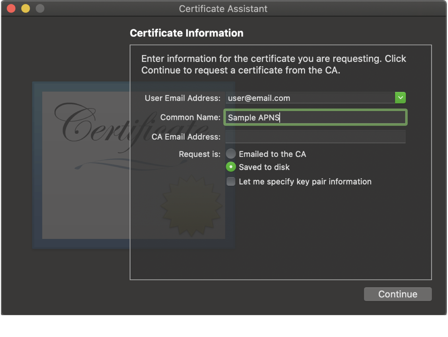 APNS Certificate/PEM file – Developer Guide