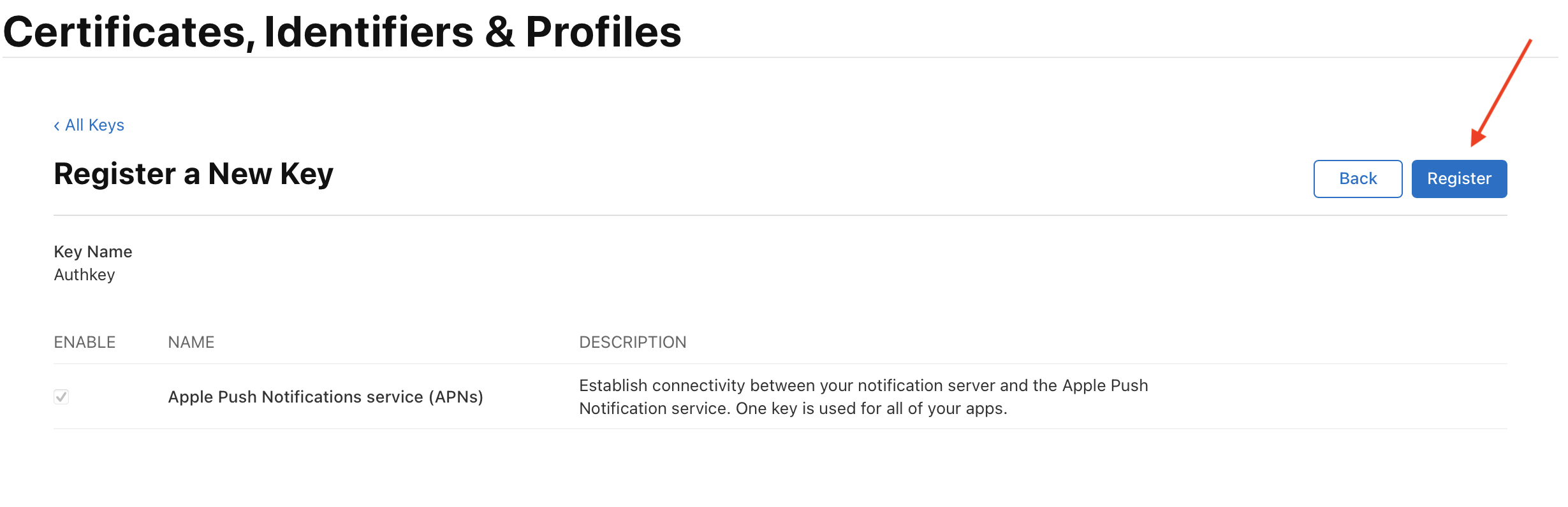 APNS Authentication Key – Developer Guide