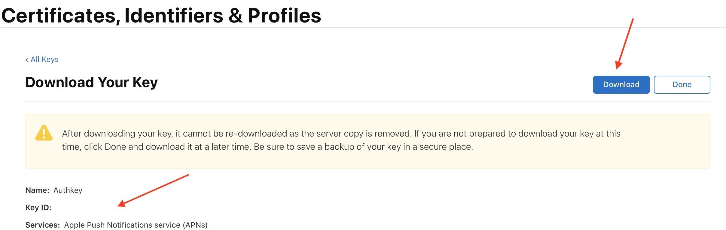 APNS Authentication Key – Developer Guide
